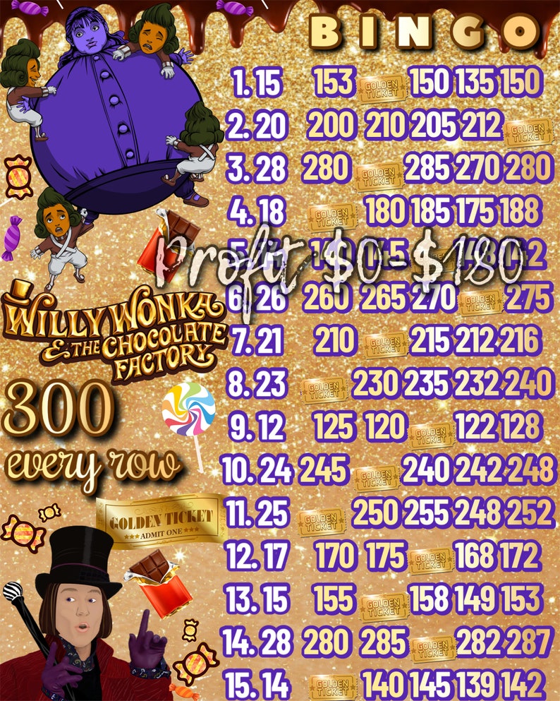 Willy Wonka WTA 300 Every Row - Etsy