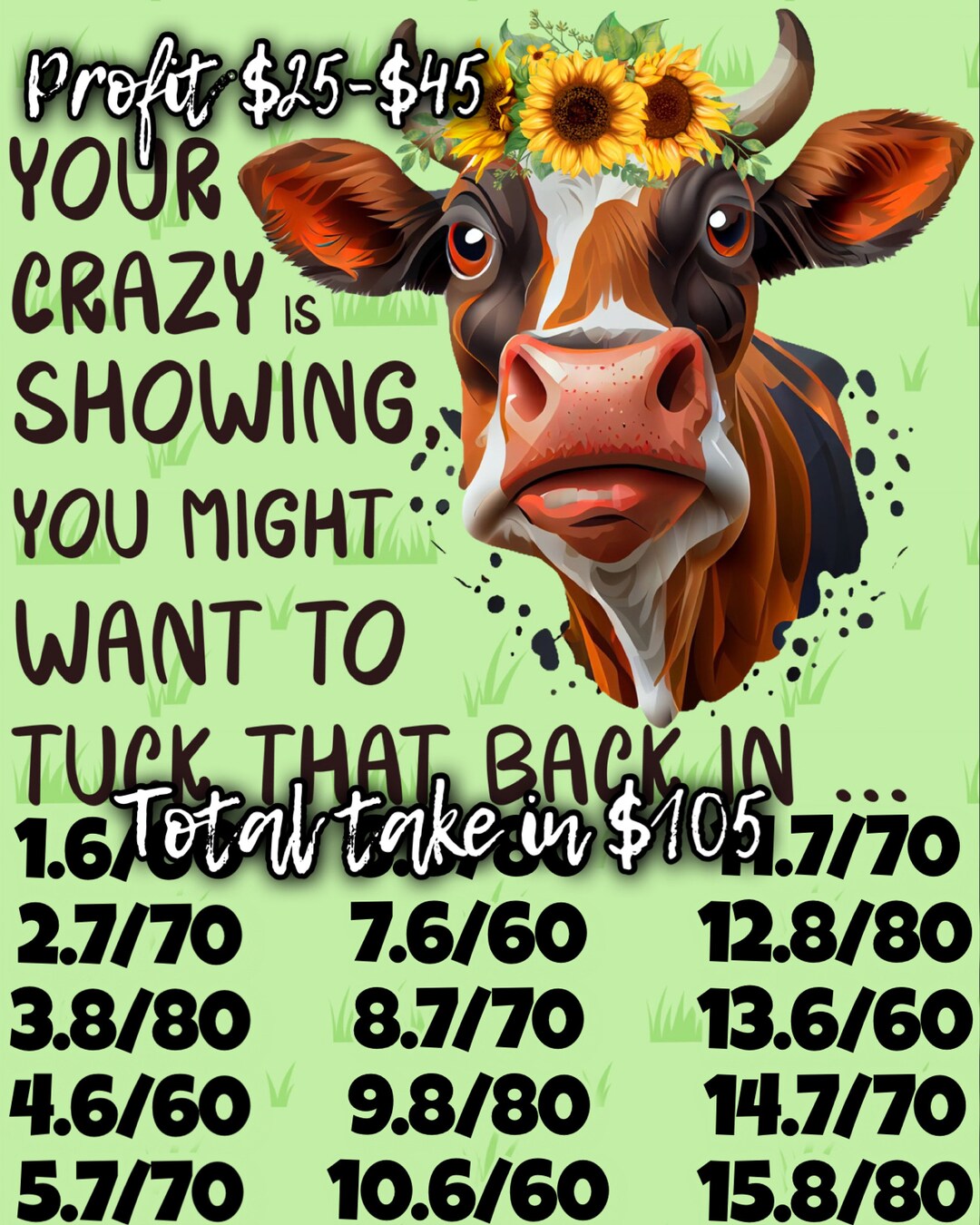Crazy Cow PYP 6/7/8 Bingo Board. Blank Design Included - Etsy