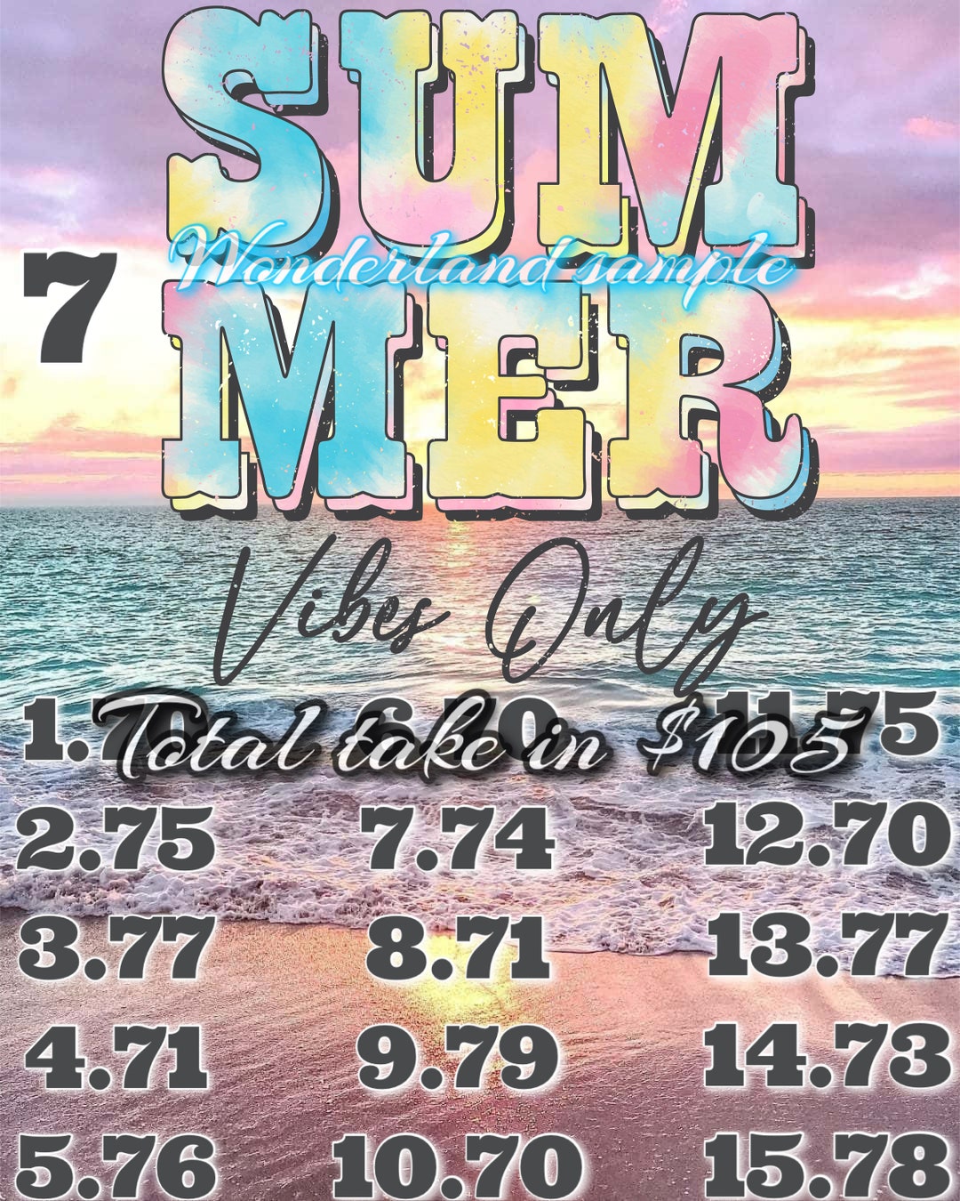 Summer Vibes 7 Buy in Bingo Board - Etsy