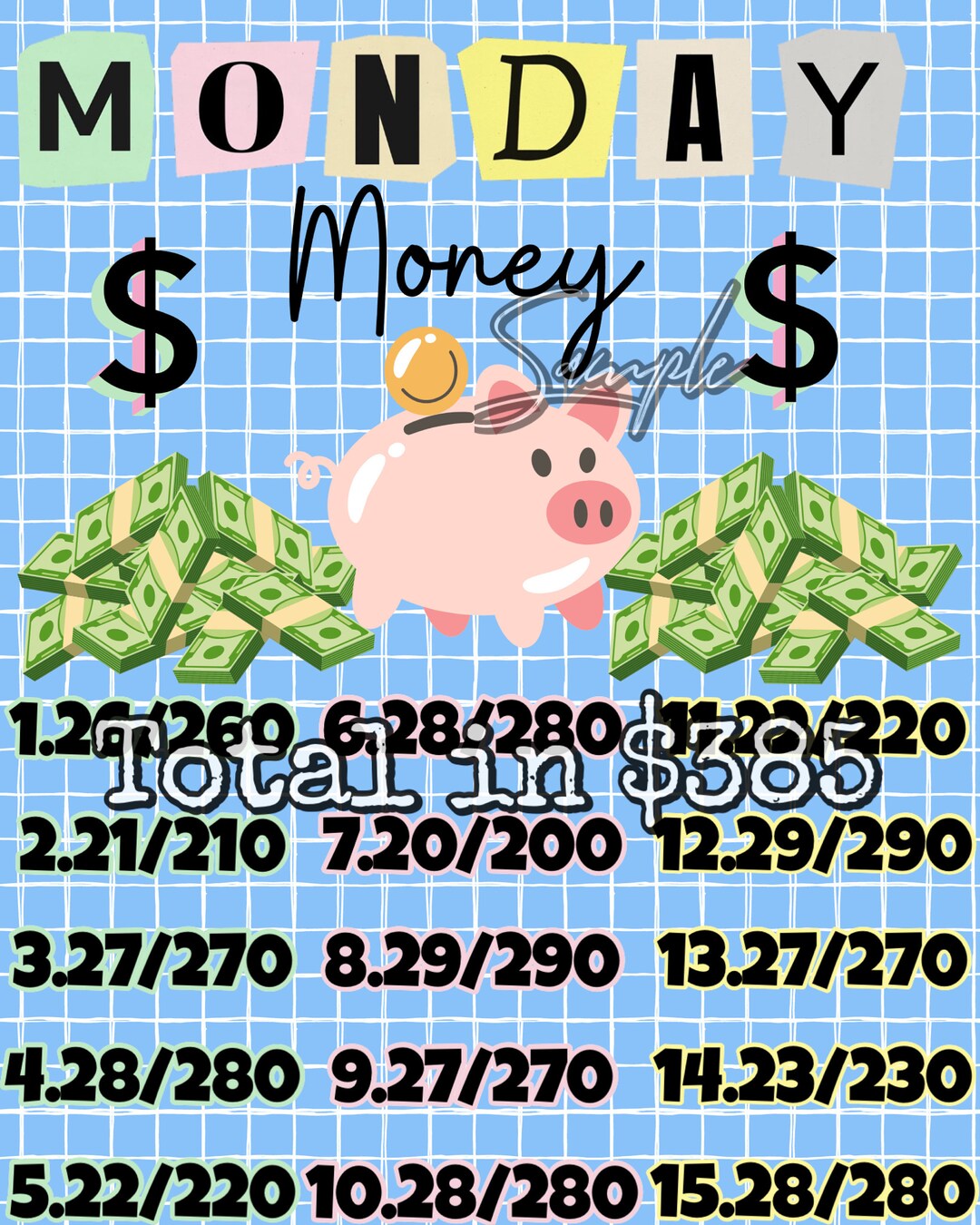 Monday Money Pyp Bingo Board - Etsy