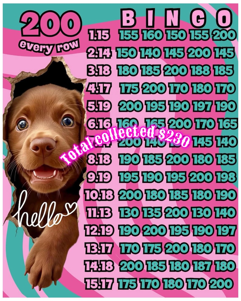200 Every Row Hello Puppy Bingo Board - Etsy