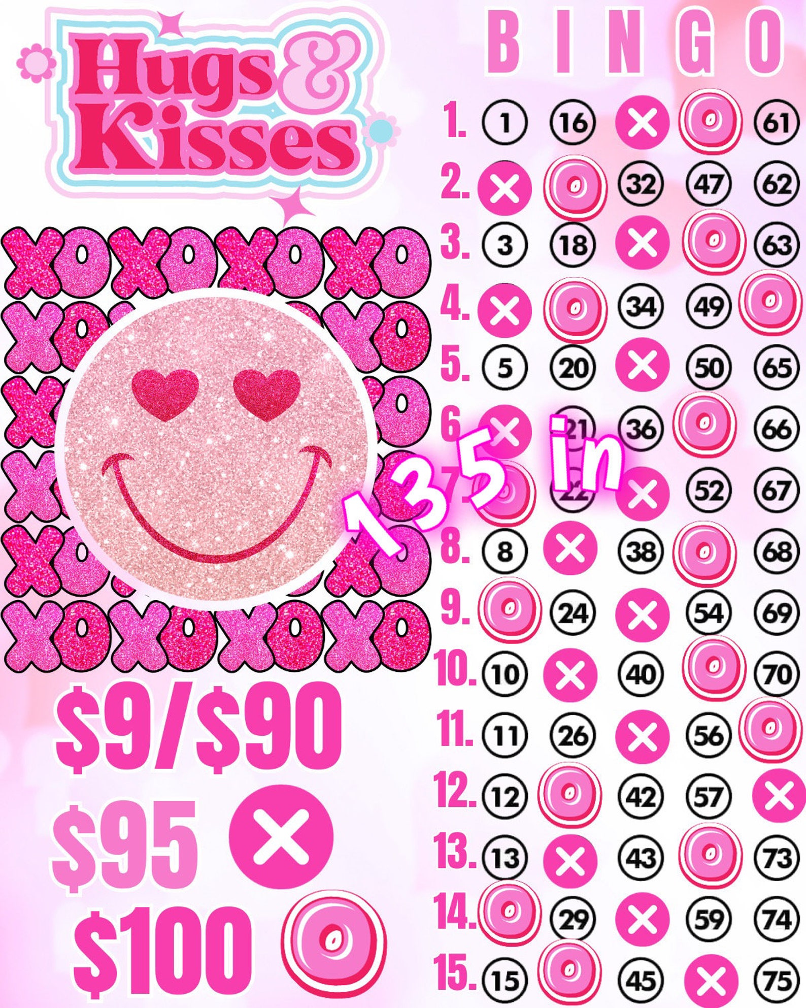 Hugs and Kisses Pyp Bingo Board - Etsy