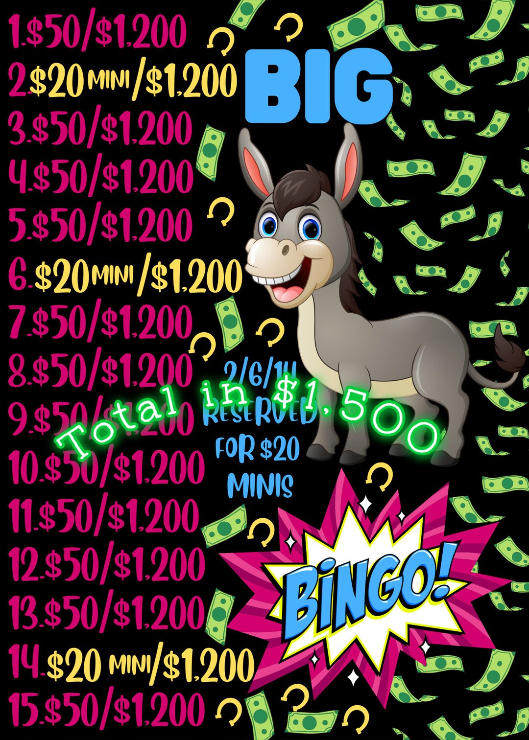 Big A Bingo 1,200 Mini Game Bingo Board - Etsy