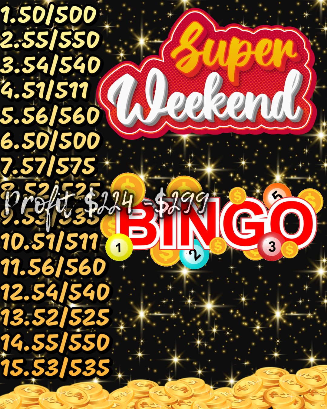 Big Weekend Pyp Bingo Board High Roller - Etsy