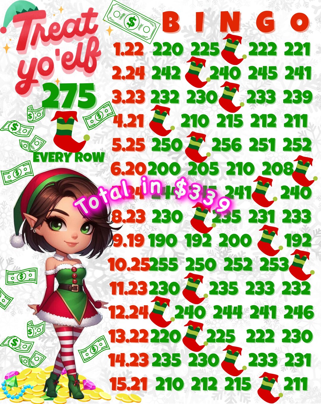 275 Every Row Elf Bingo Board - Etsy