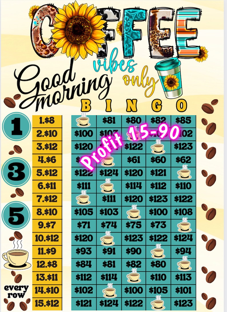 135 Every Row Coffee Bingo Board - Etsy