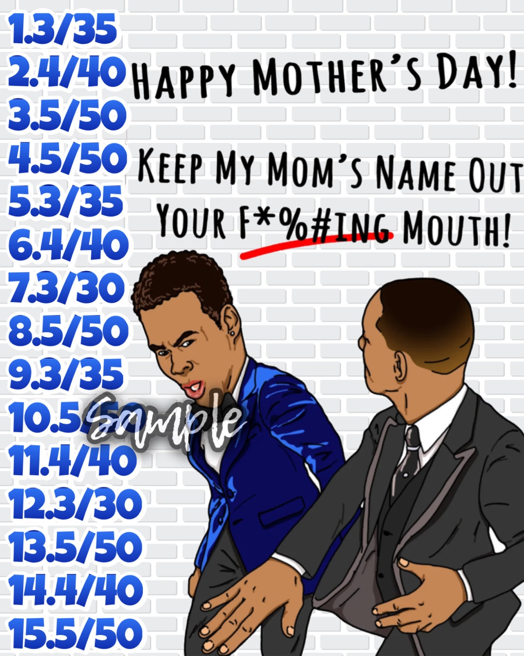 Mother’s Day Funny Pyp Bingo Board - Etsy