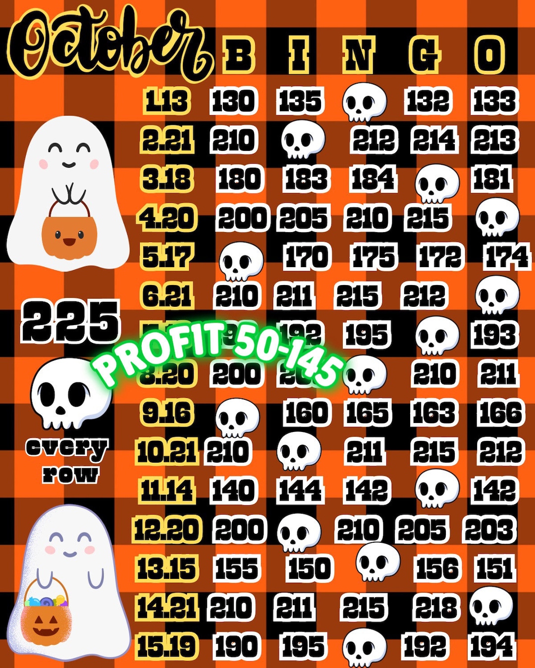 225 Every Row Ghost Pyp Bingo Board - Etsy