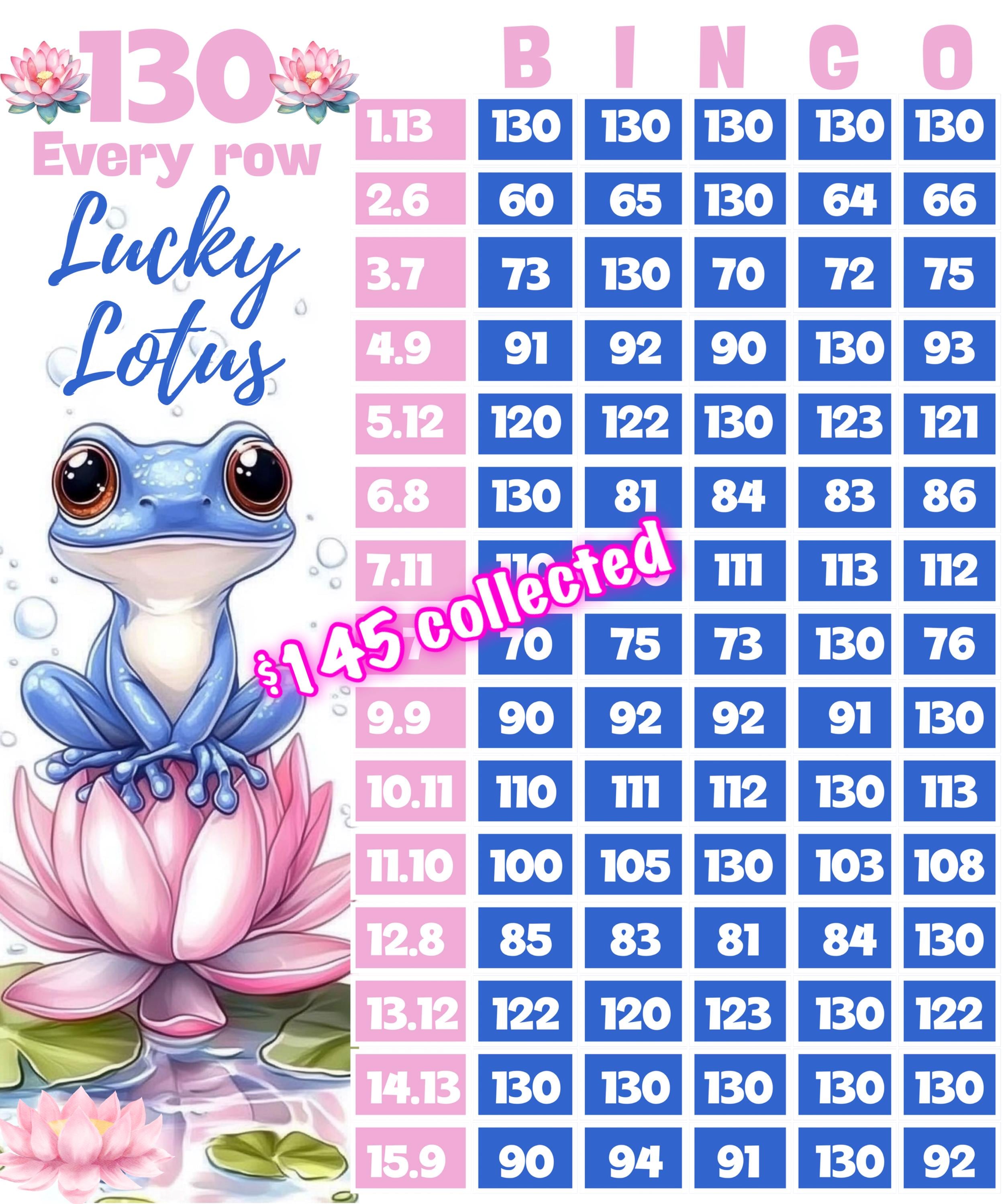 130 Every Row Lucky Lotus Bingo Board - Etsy