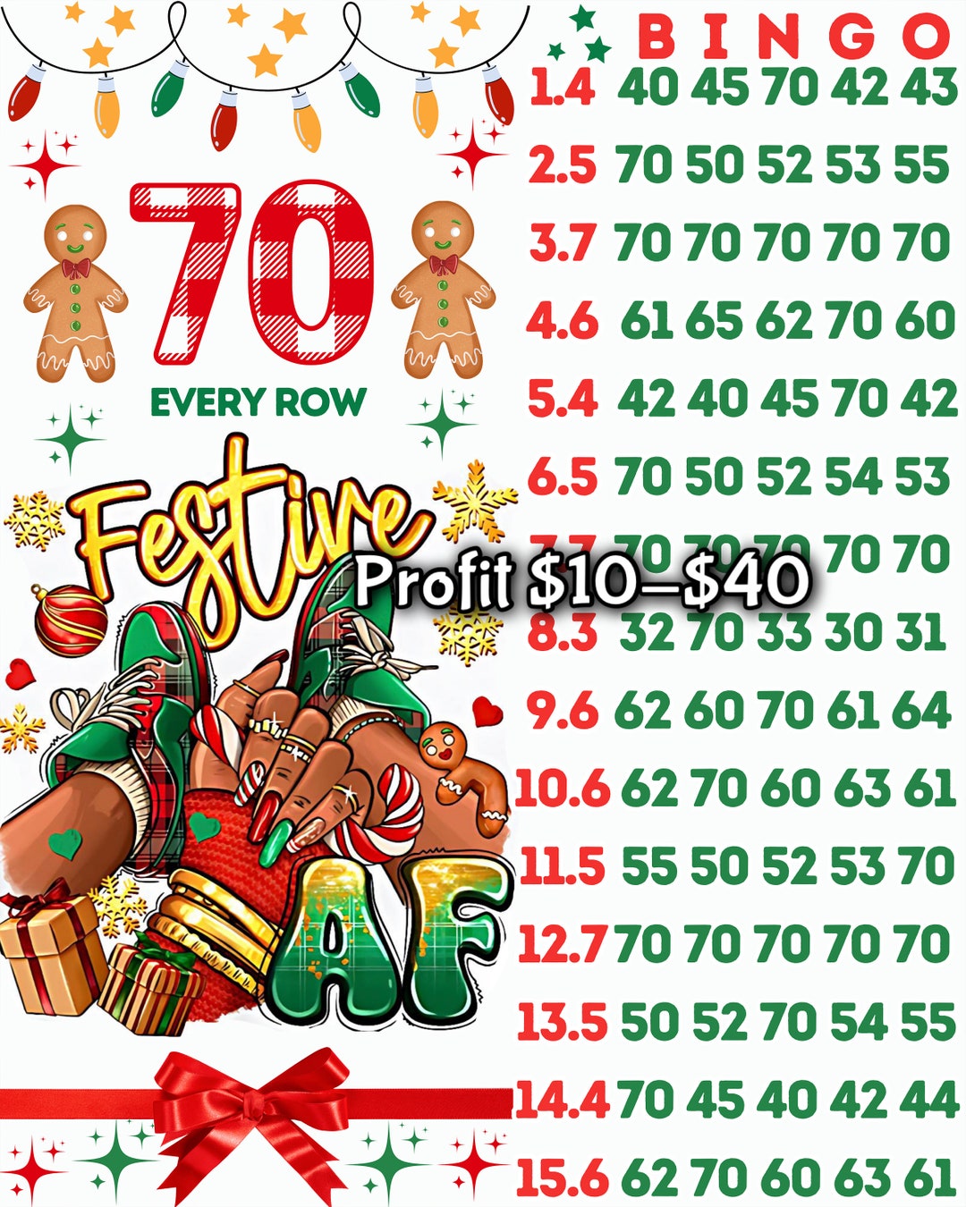 70 Every Row Festive Af Bingo Board - Etsy