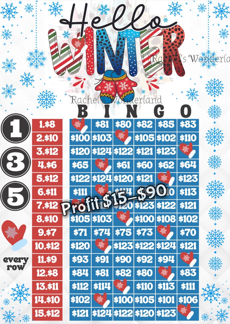 135 Every Row Winter Pyp Bingo Board With Profit - Etsy