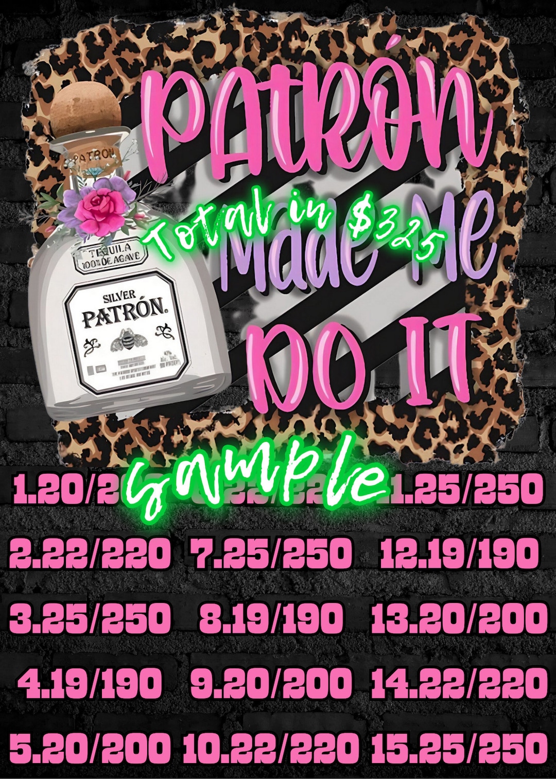 Patron Medium PYP Bingo Board - Etsy