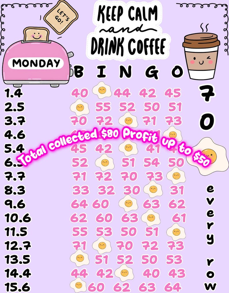 70 Every Row Monday Pyp Bingo Board - Etsy