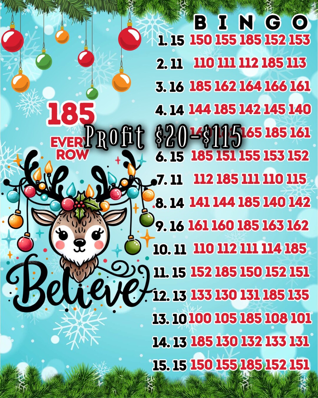 185 Every Row Believe Pyp Bingo Board With Profit - Etsy