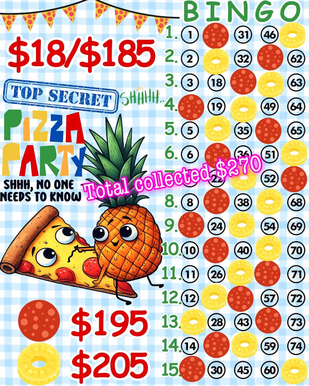 Pineapple Pizza Pyp Bingo Board - Etsy