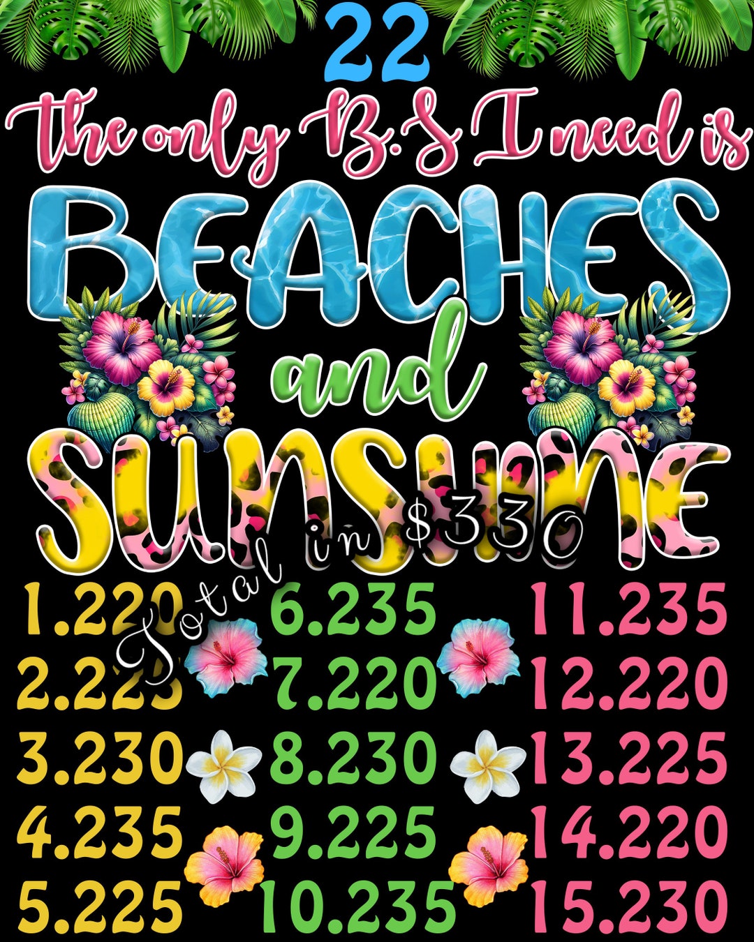 22 Pyp Beaches and Sunshine Bingo Board - Etsy