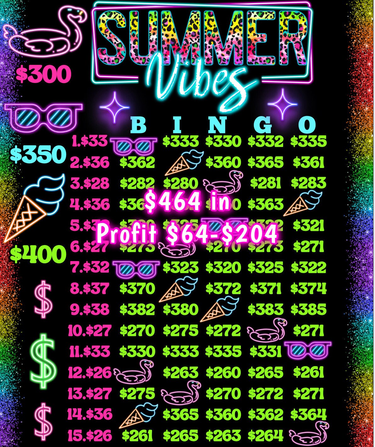 Summer Vibes Pyp Bingo Board - Etsy