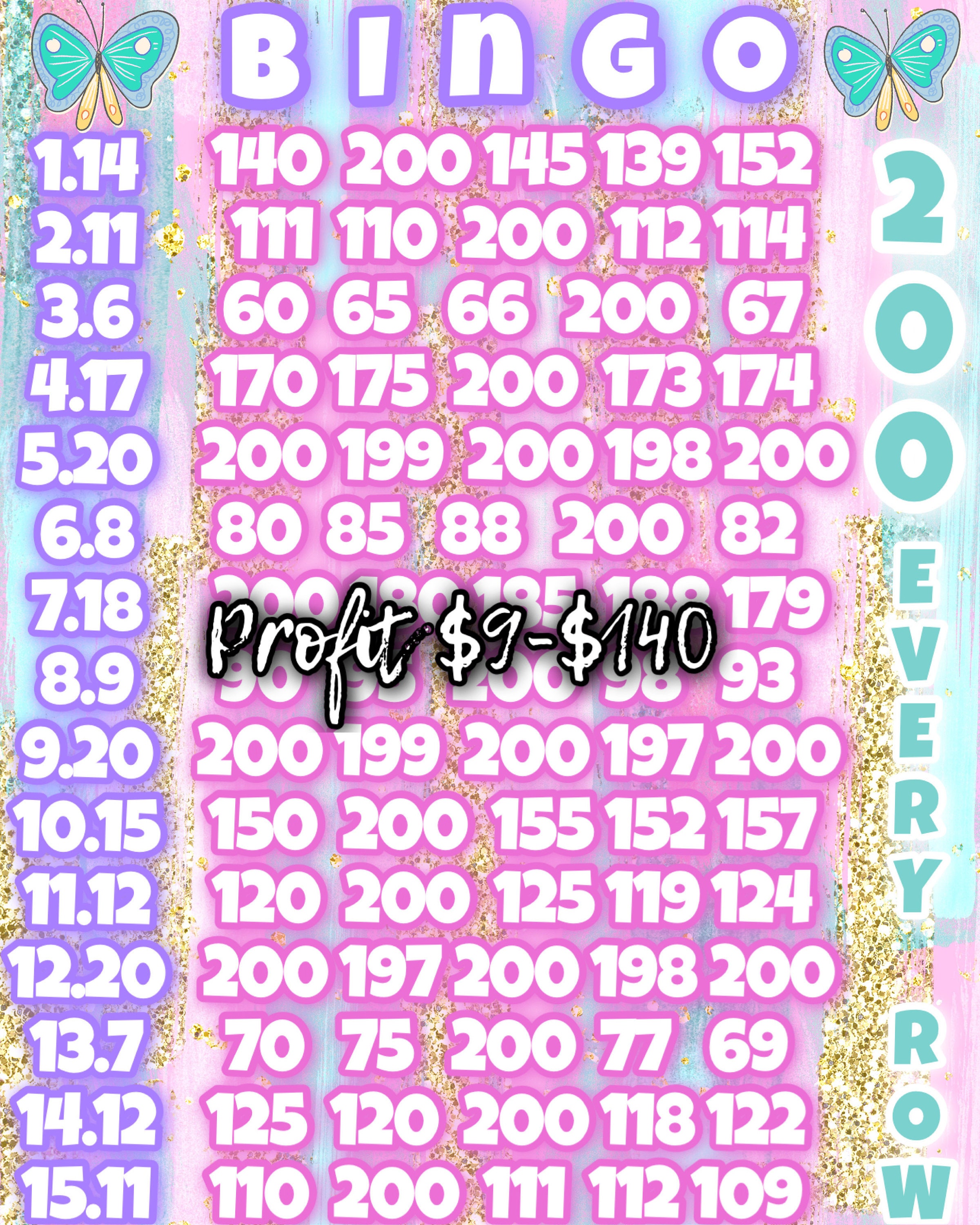 200 Every Row Bingo Board - Etsy