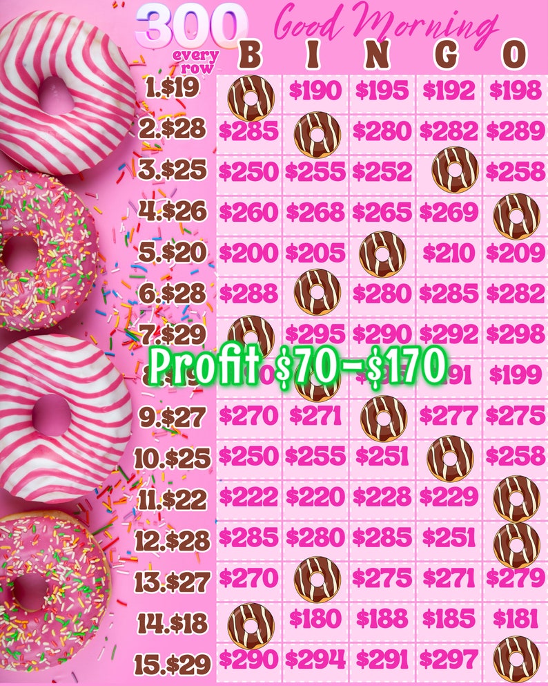 300 Every Row Good Morning Pyp Bingo Board With Profit - Etsy