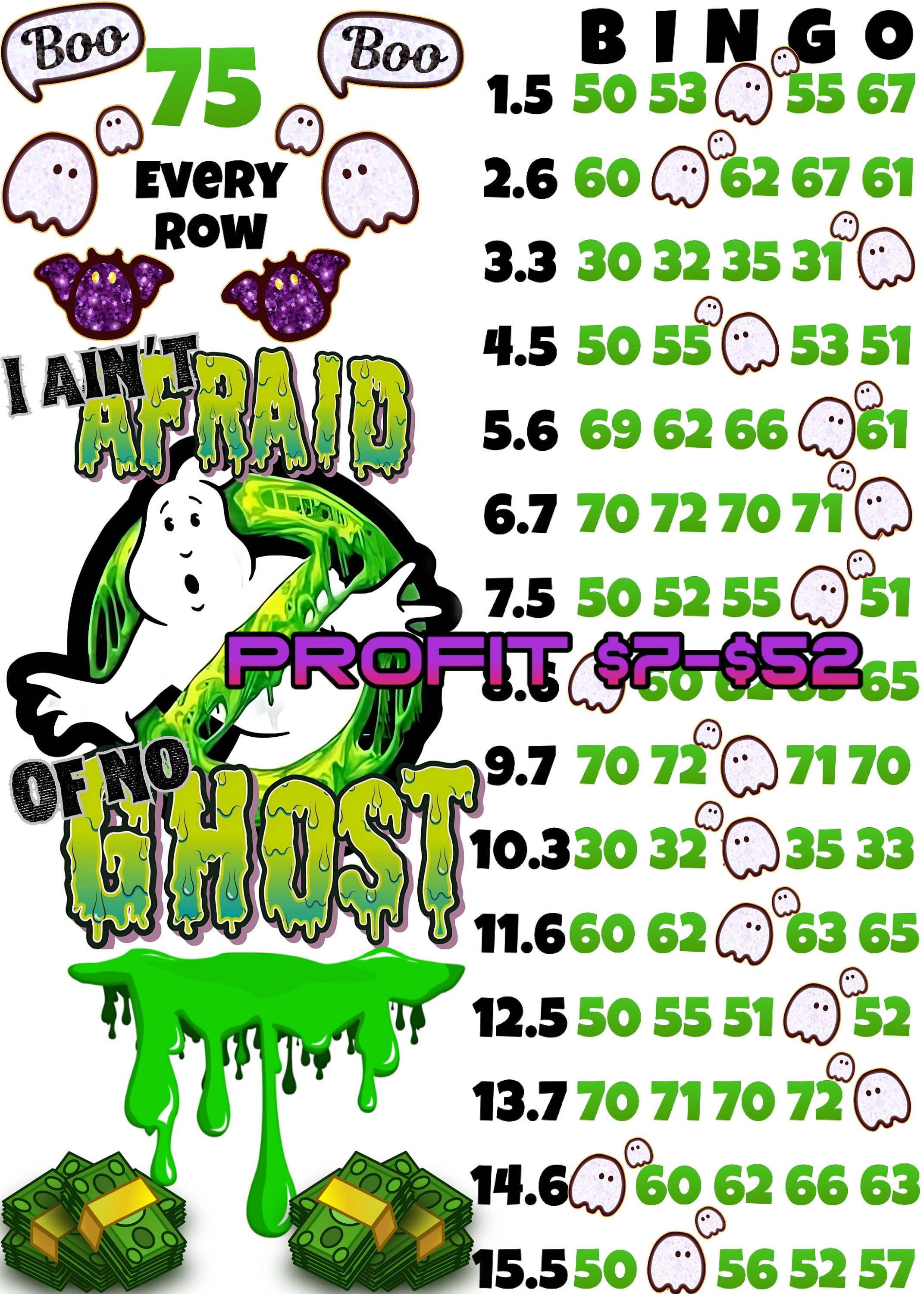 75 Every Row Ghost Pyp Bingo Board - Etsy