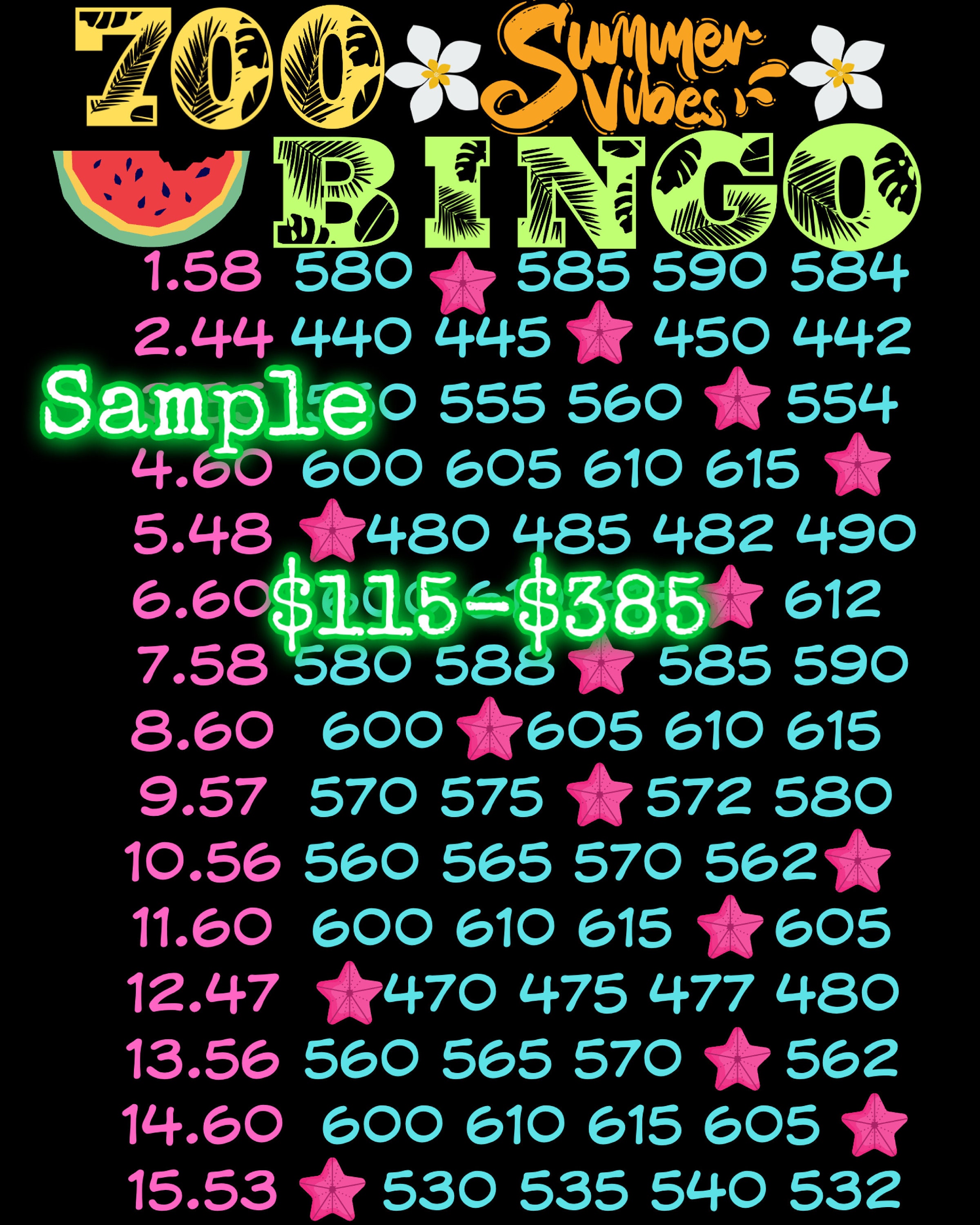 700 Every Row Summer Vibes Pyp Bingo Board With Profit - Etsy