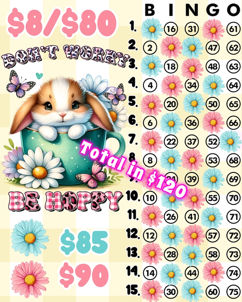 Bunny Pyp Bingo Board - Etsy