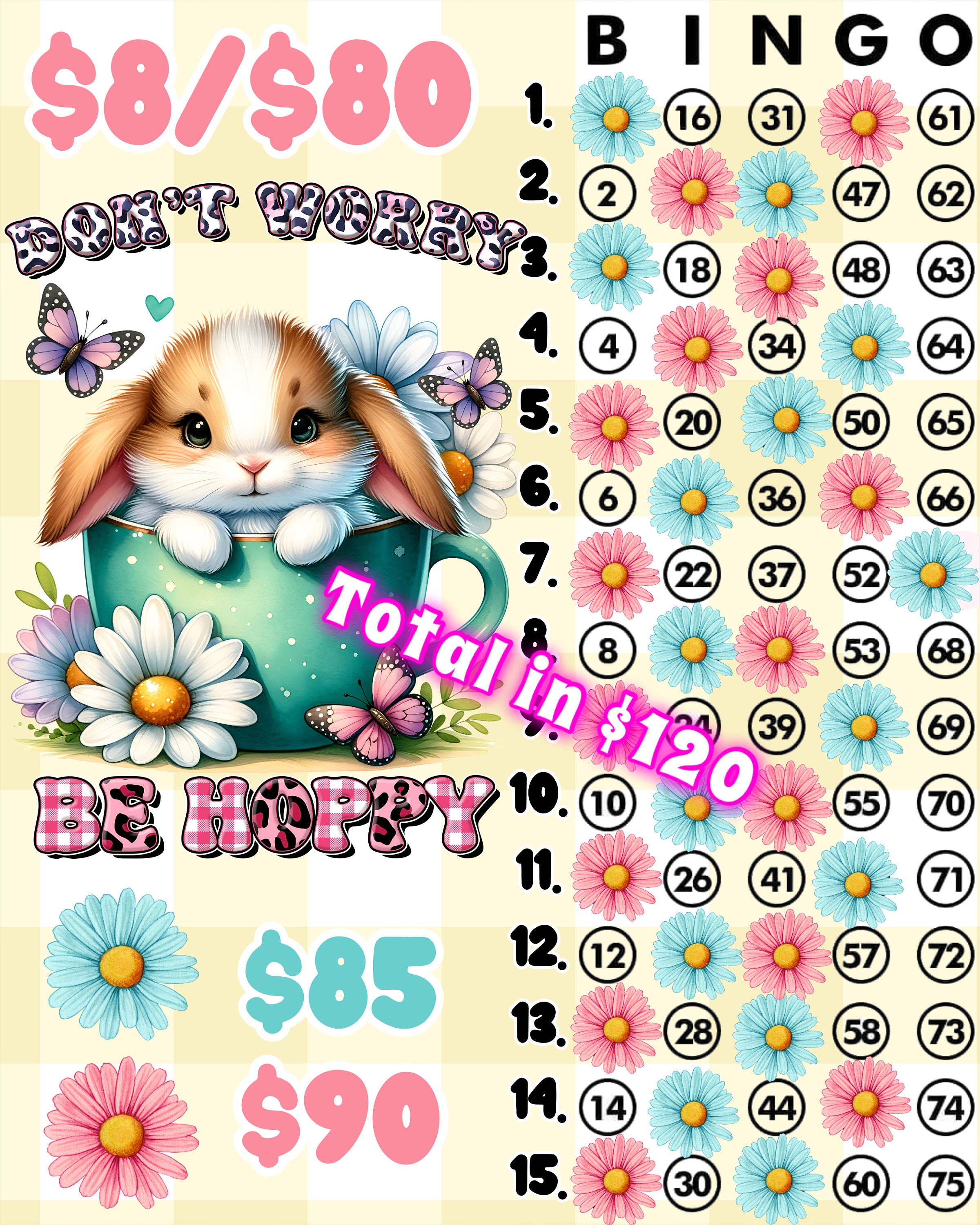 Bunny Pyp Bingo Board - Etsy