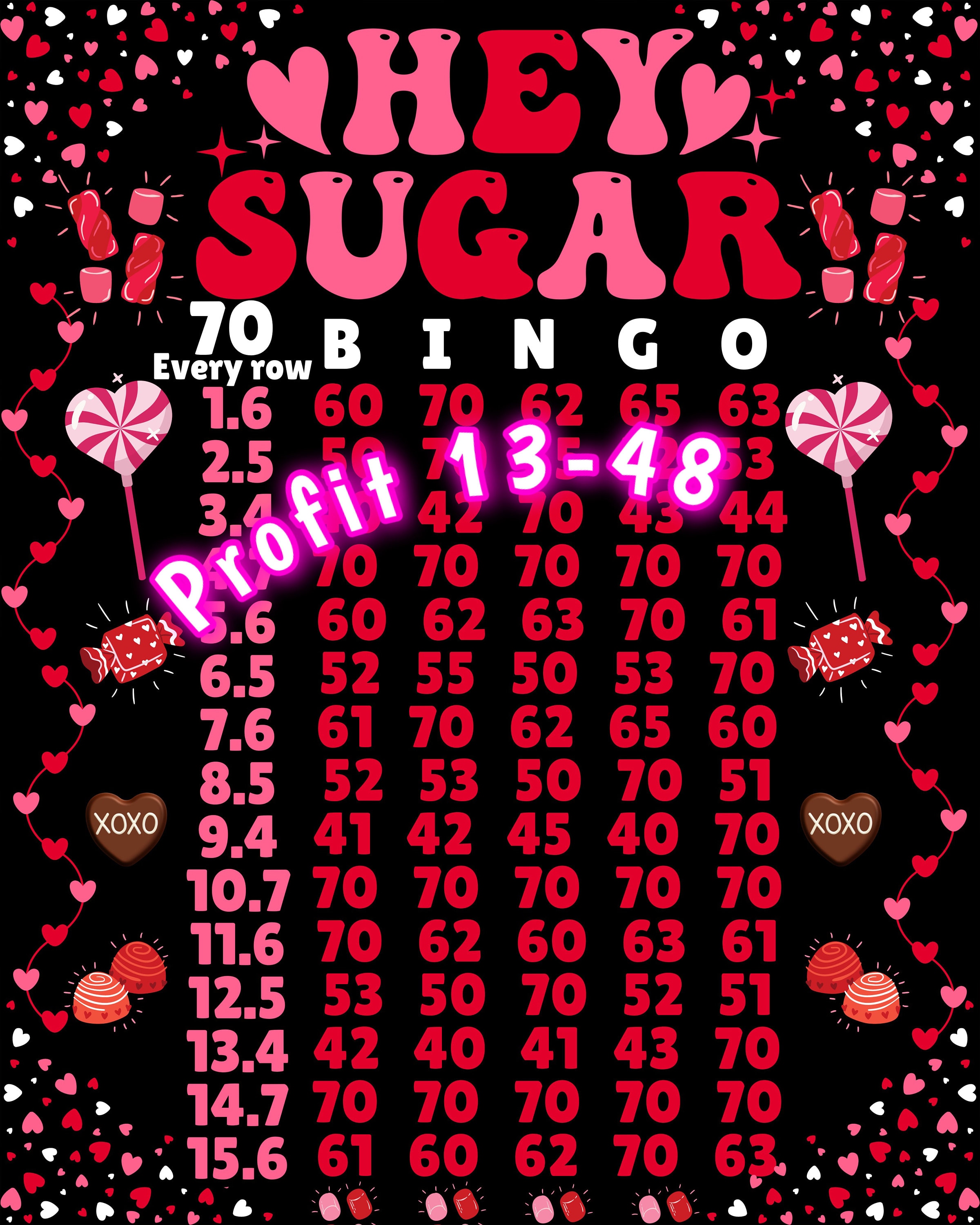 70 Every Row Hey Sugar Pyp Bingo Board - Etsy
