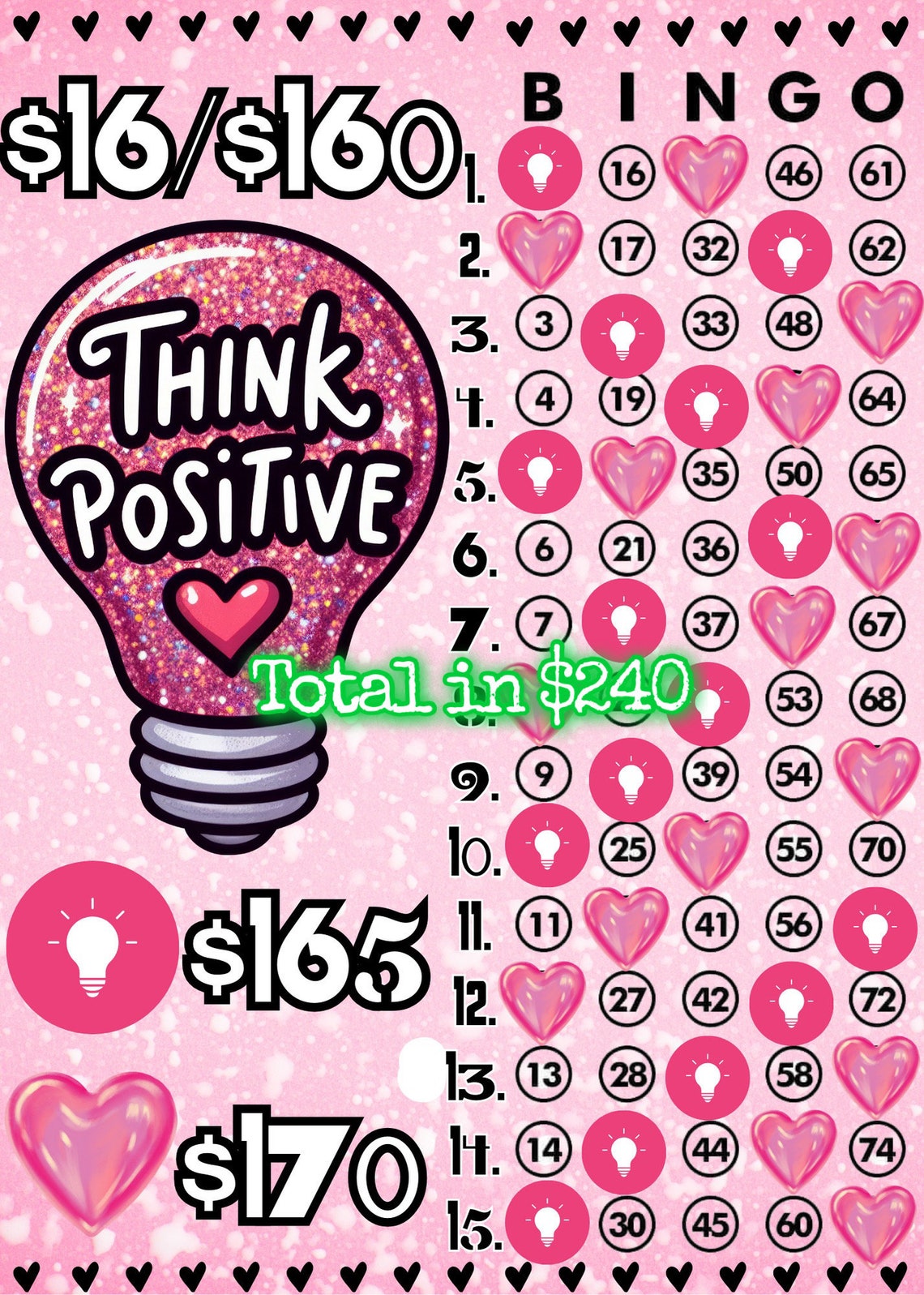 Think Positive Pyp Bingo Board - Etsy