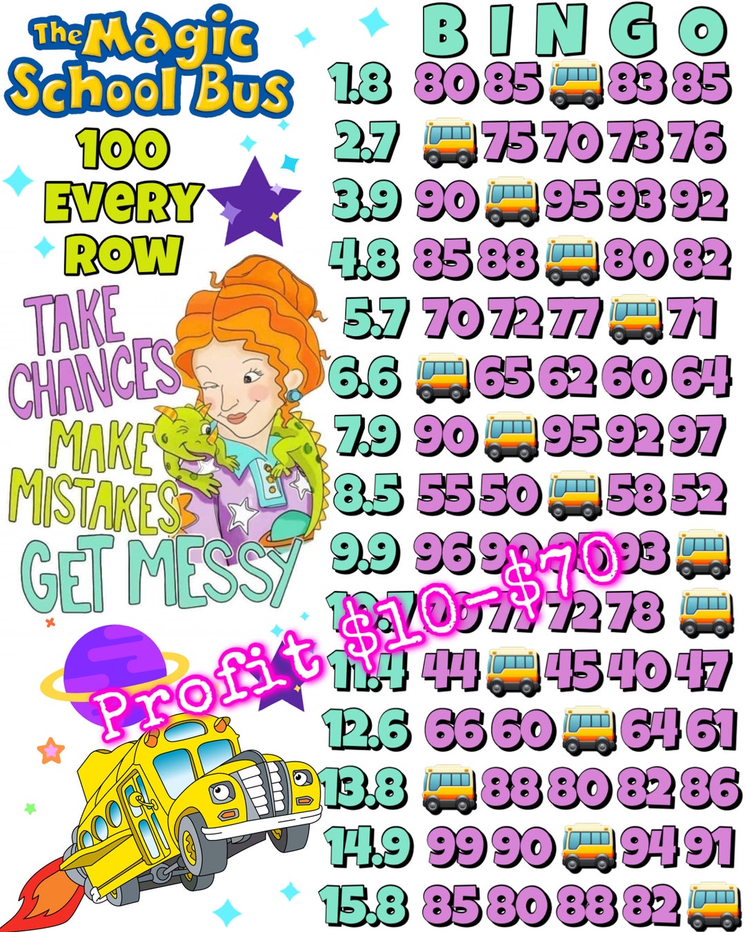 100 Every Row Magic Pyp Bingo Board With Profit - Etsy