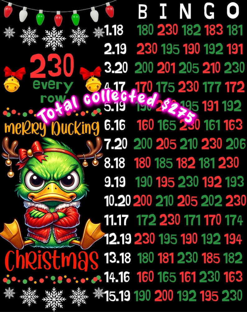 230 Duck Every Row WTA Bingo Board - Etsy