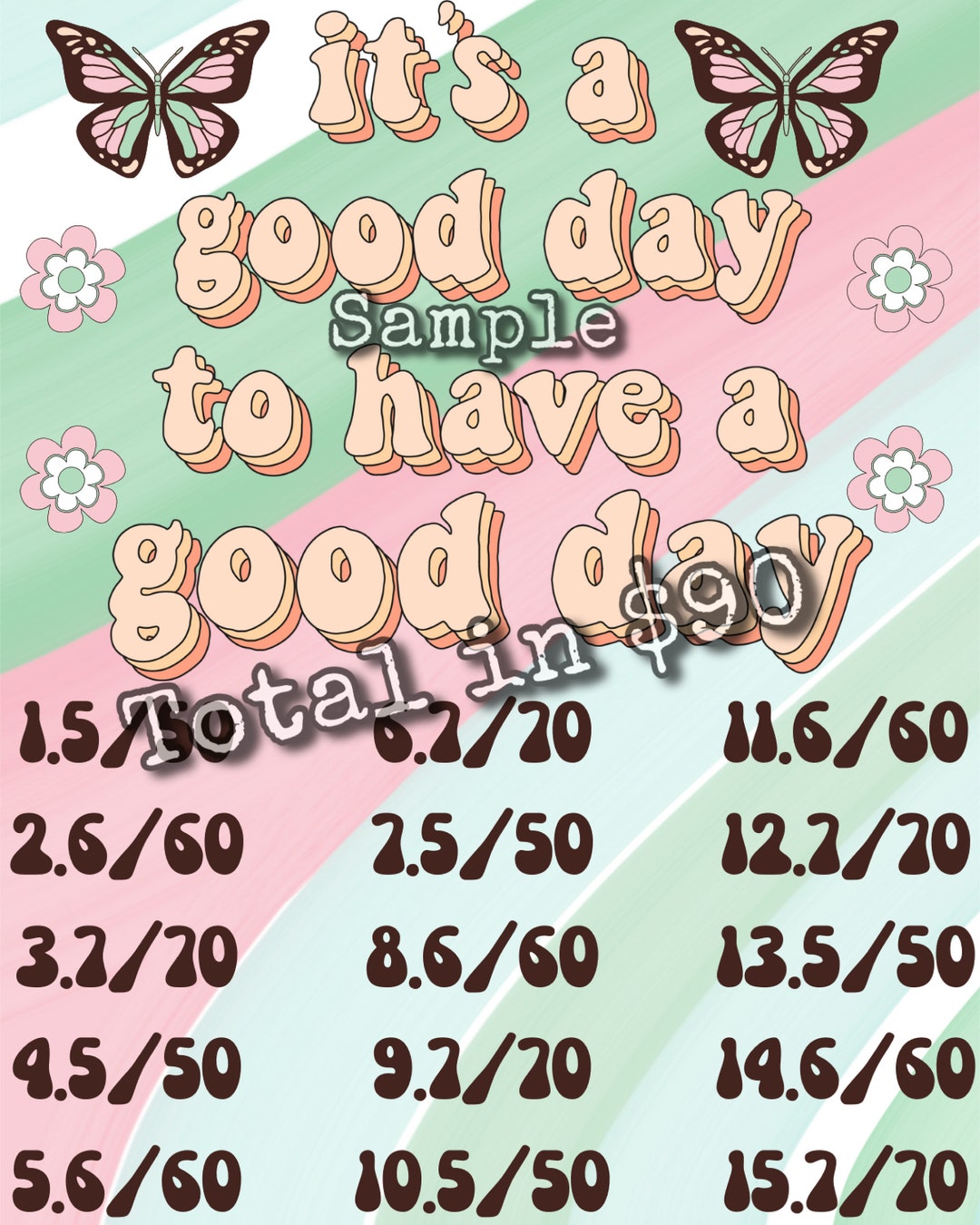5/6/7 Good Day Pyp Bingo Board - Etsy