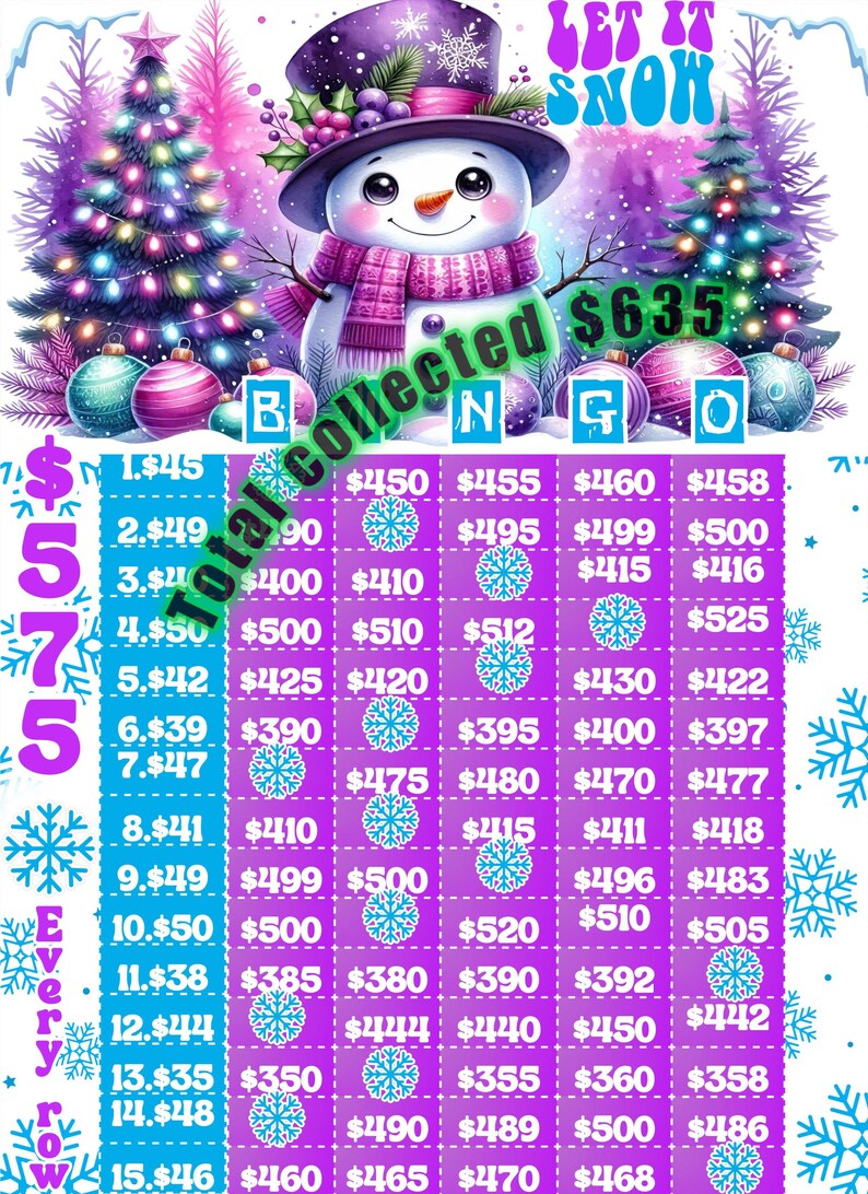 575 Let It Snow Pyp Bingo Board - Etsy