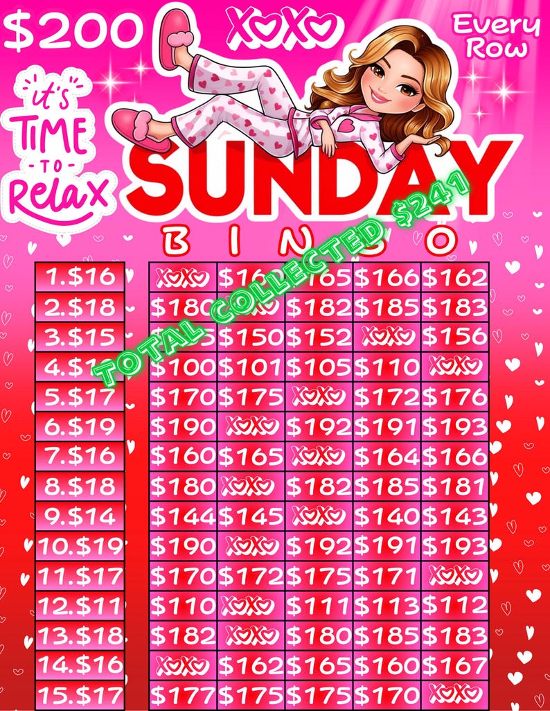 200 Every Row Sunday Bingo Board - Etsy