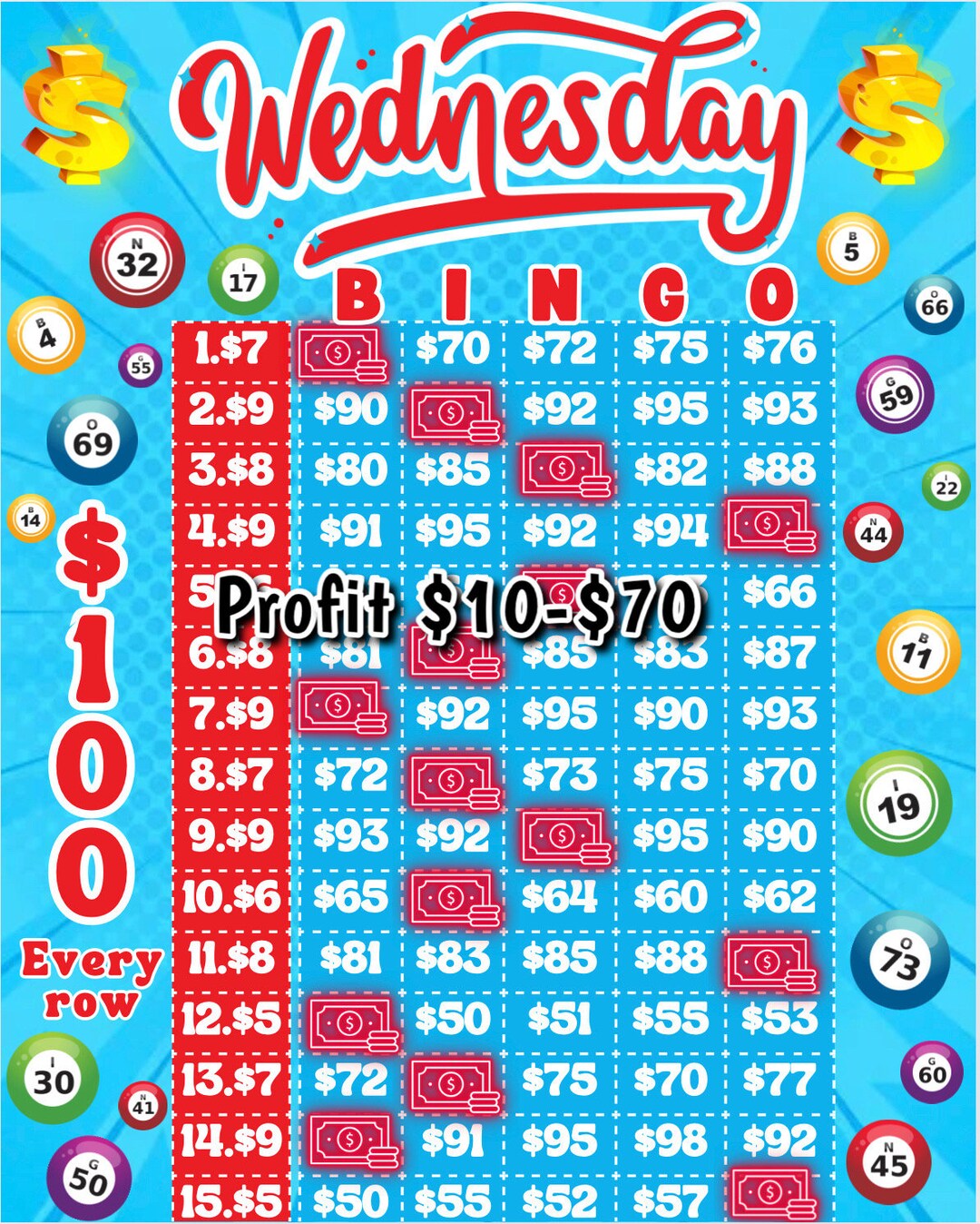 Wednesday Bingo 100 Every Row Pyp Bingo Board - Etsy