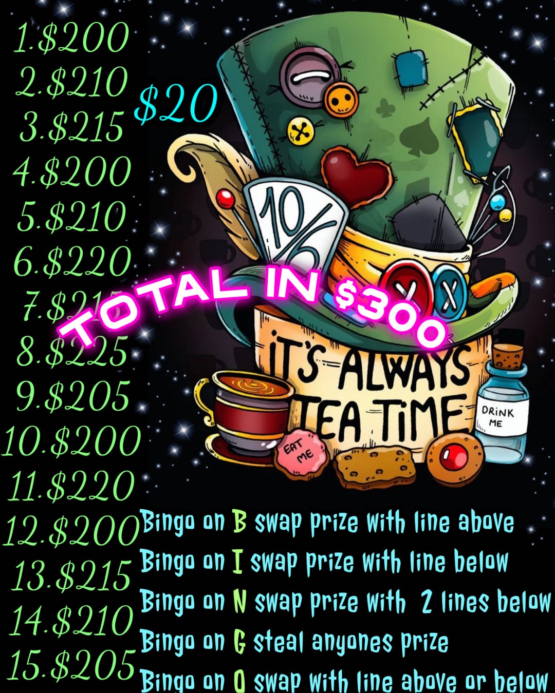 Tea Time Swap Bingo Board - Etsy