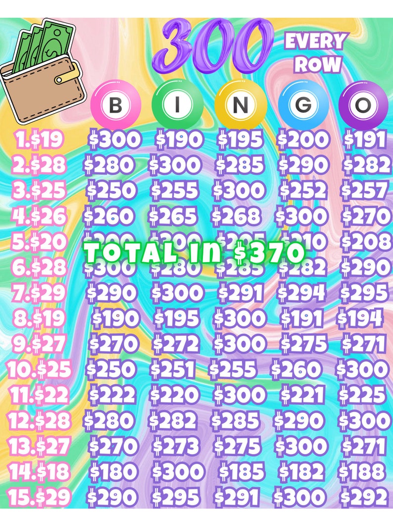 300 Every Row Bingo Board With Profit - Etsy