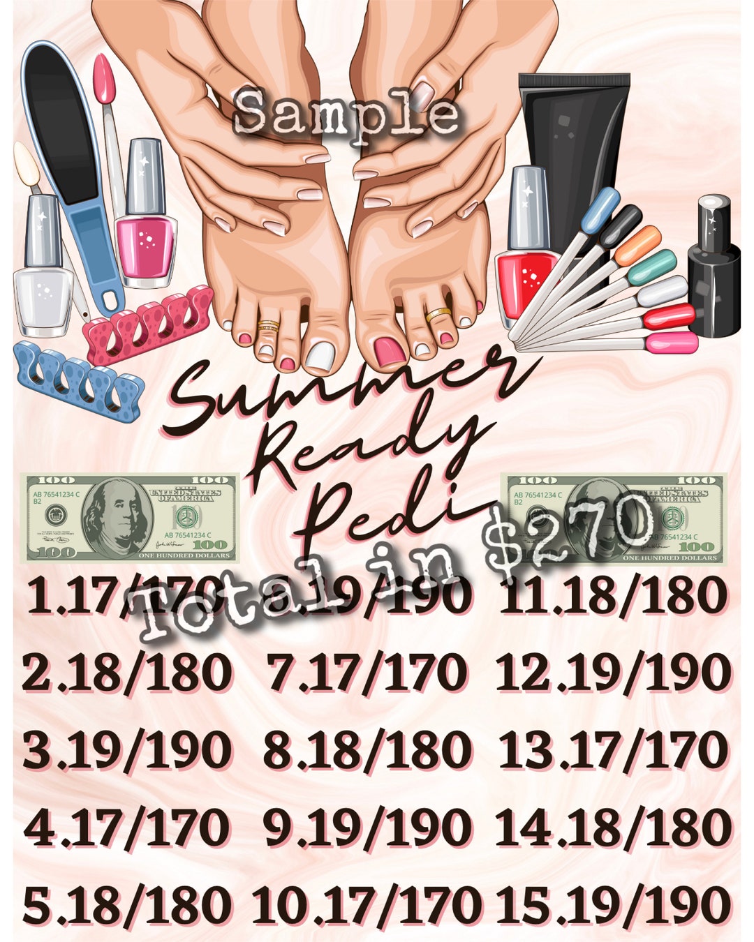Summer Ready Pedi Pyp Bingo Board - Etsy