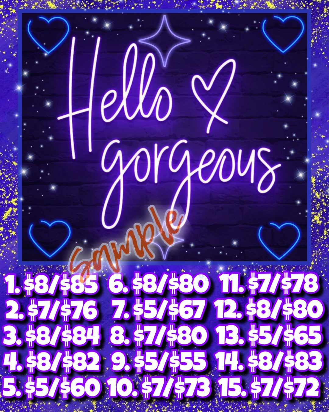 Hello Gorgeous Pyp Bingo Board - Etsy