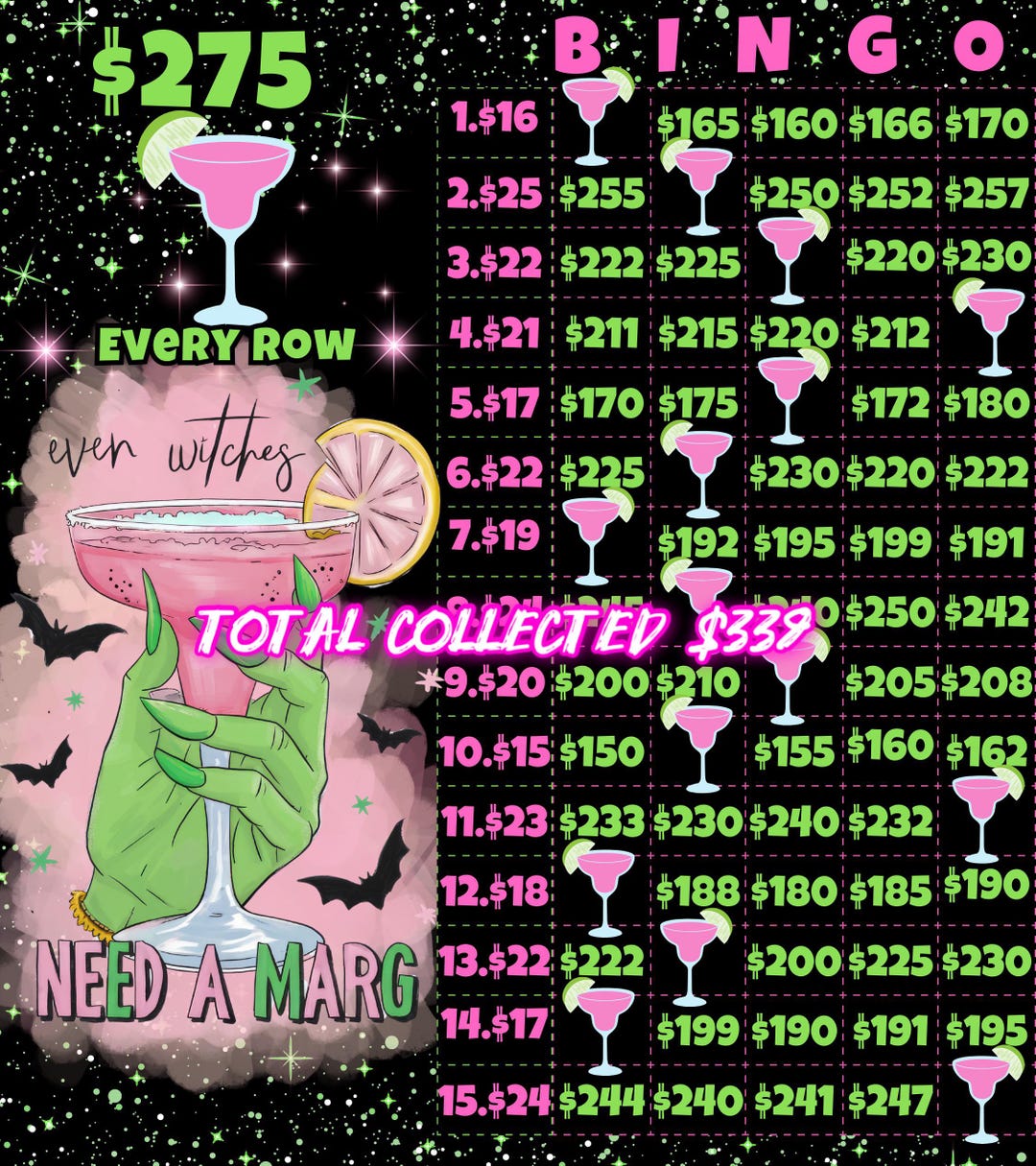 275 Every Row Marg Pyp Bingo Board - Etsy