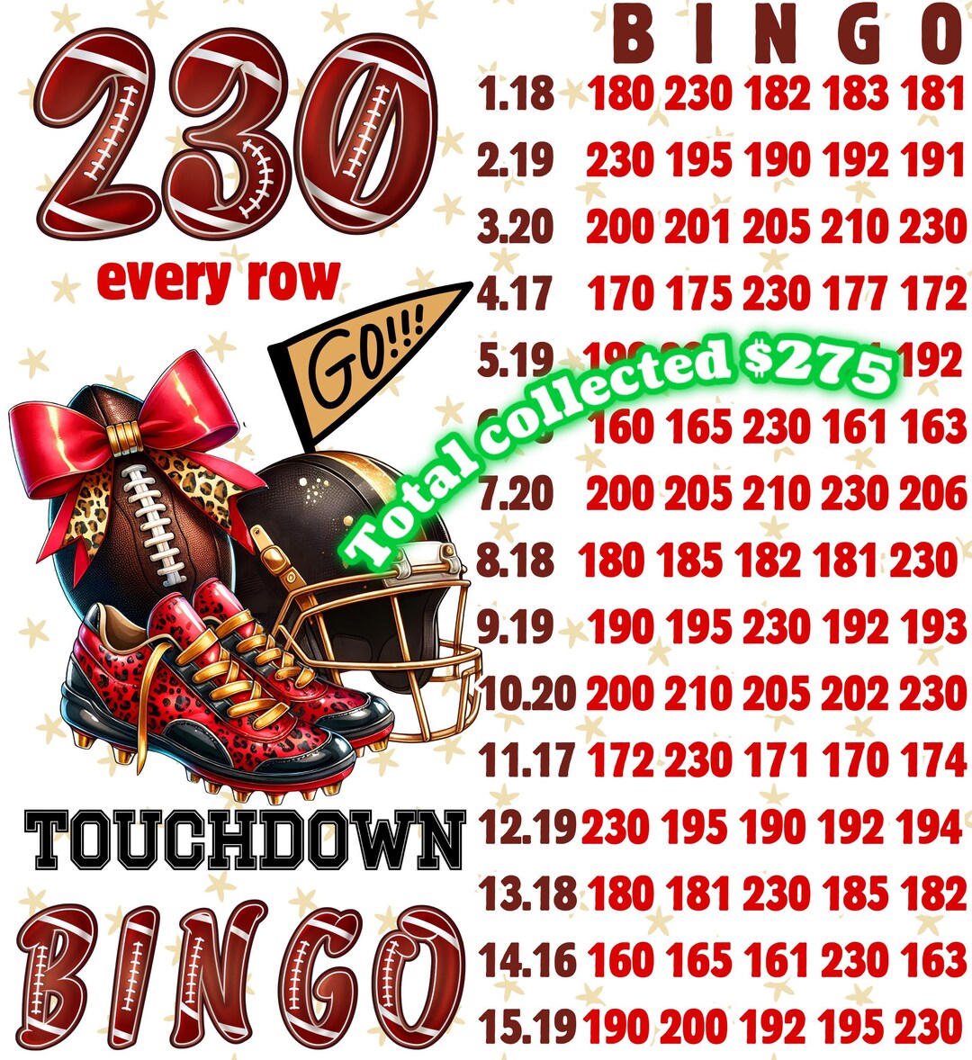 230 Every Row Game Day Bingo Board - Etsy