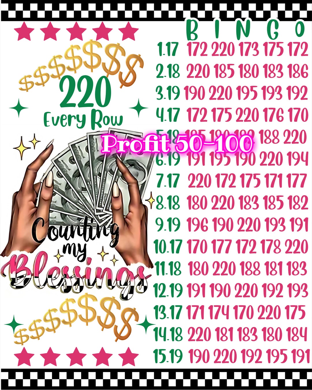 220 Every Row Blesssings Pyp Bingo Board - Etsy