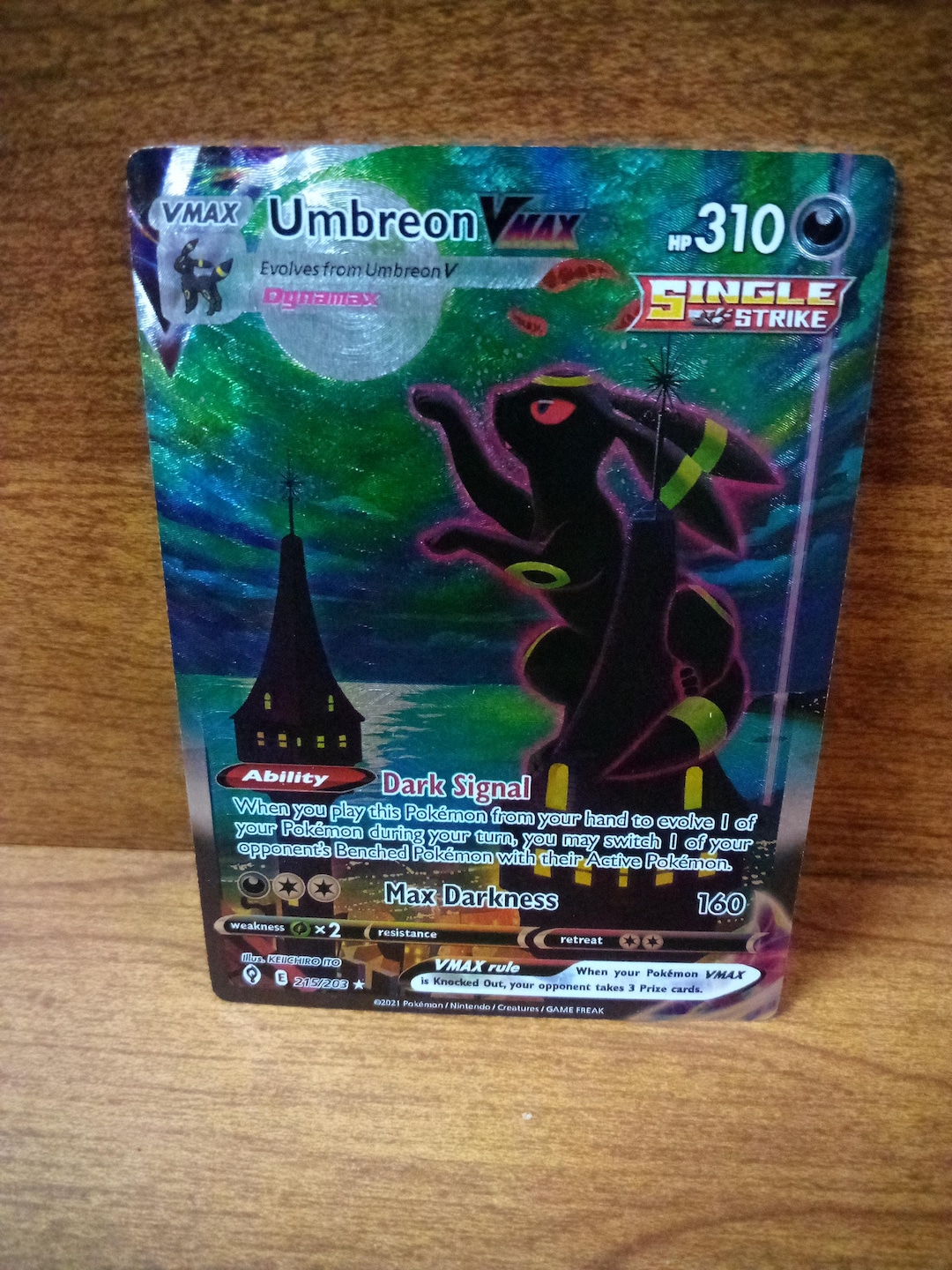 Pokemon TCG Ultra Rare Textured Umbreon VMAX Reproduction Mint ...