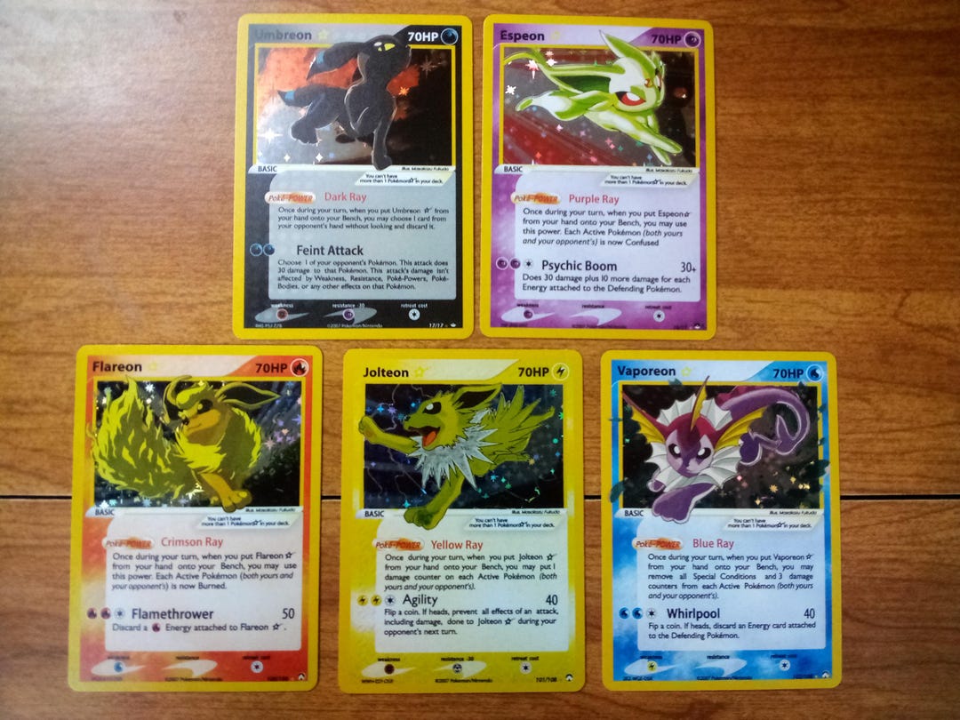 Pokemon TCG Gold Star Eeveelutions Umbreon, Espeon, Jolteon, Vaporeon ...