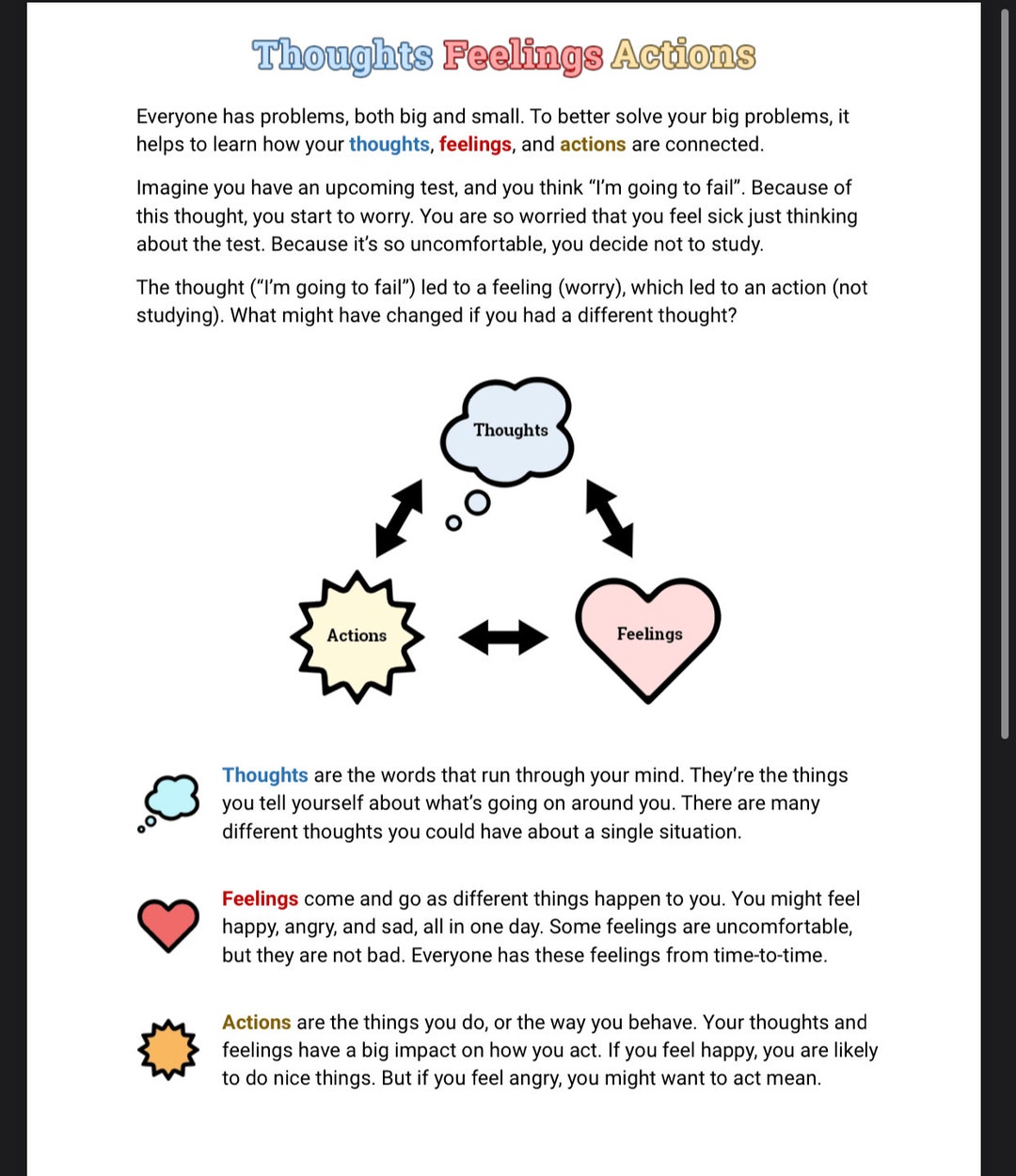 CBT Worksheet for Kids - Etsy