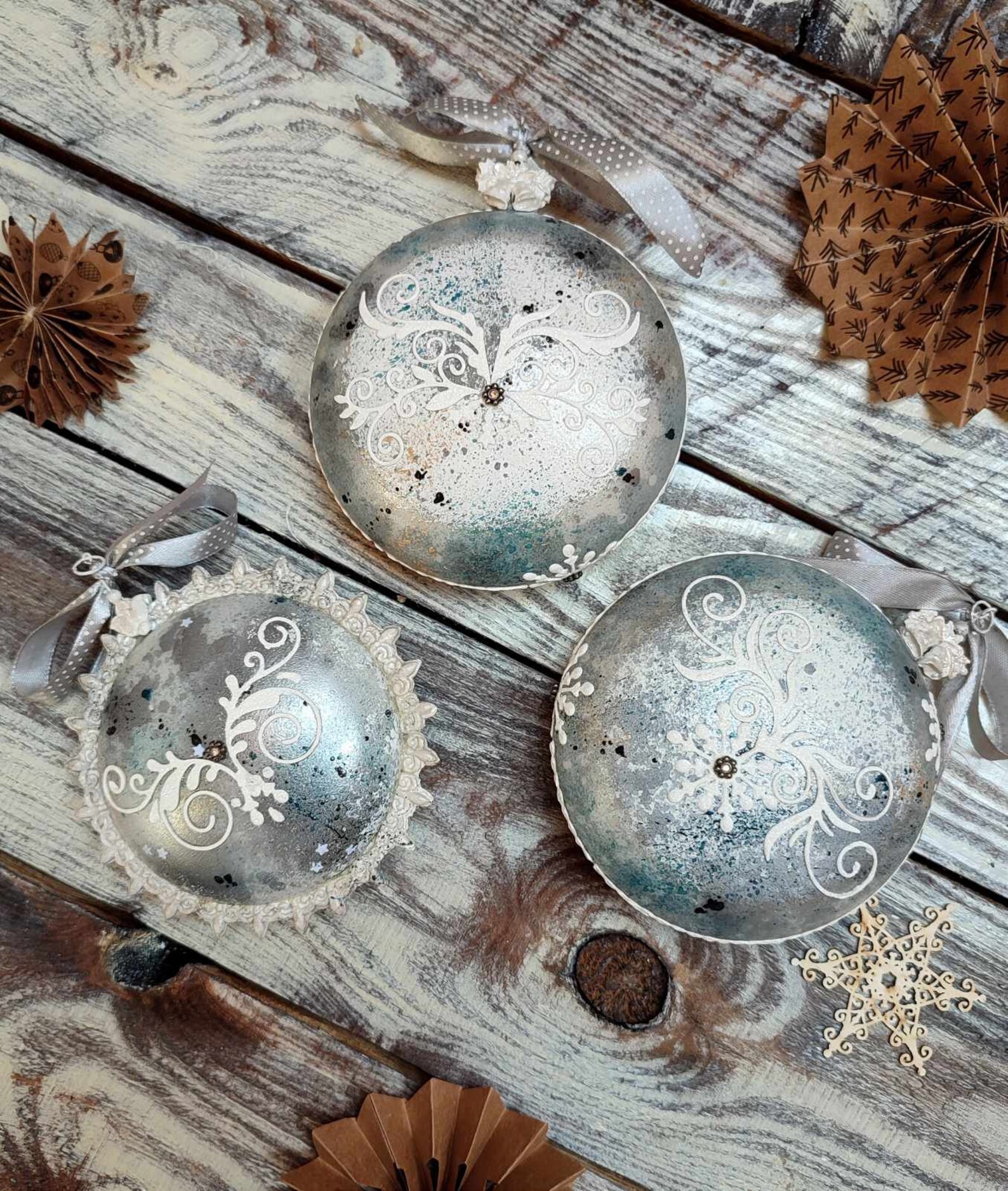 Set of 3 Unique Handmade Christmas Ball Decoupage With Horse - Etsy
