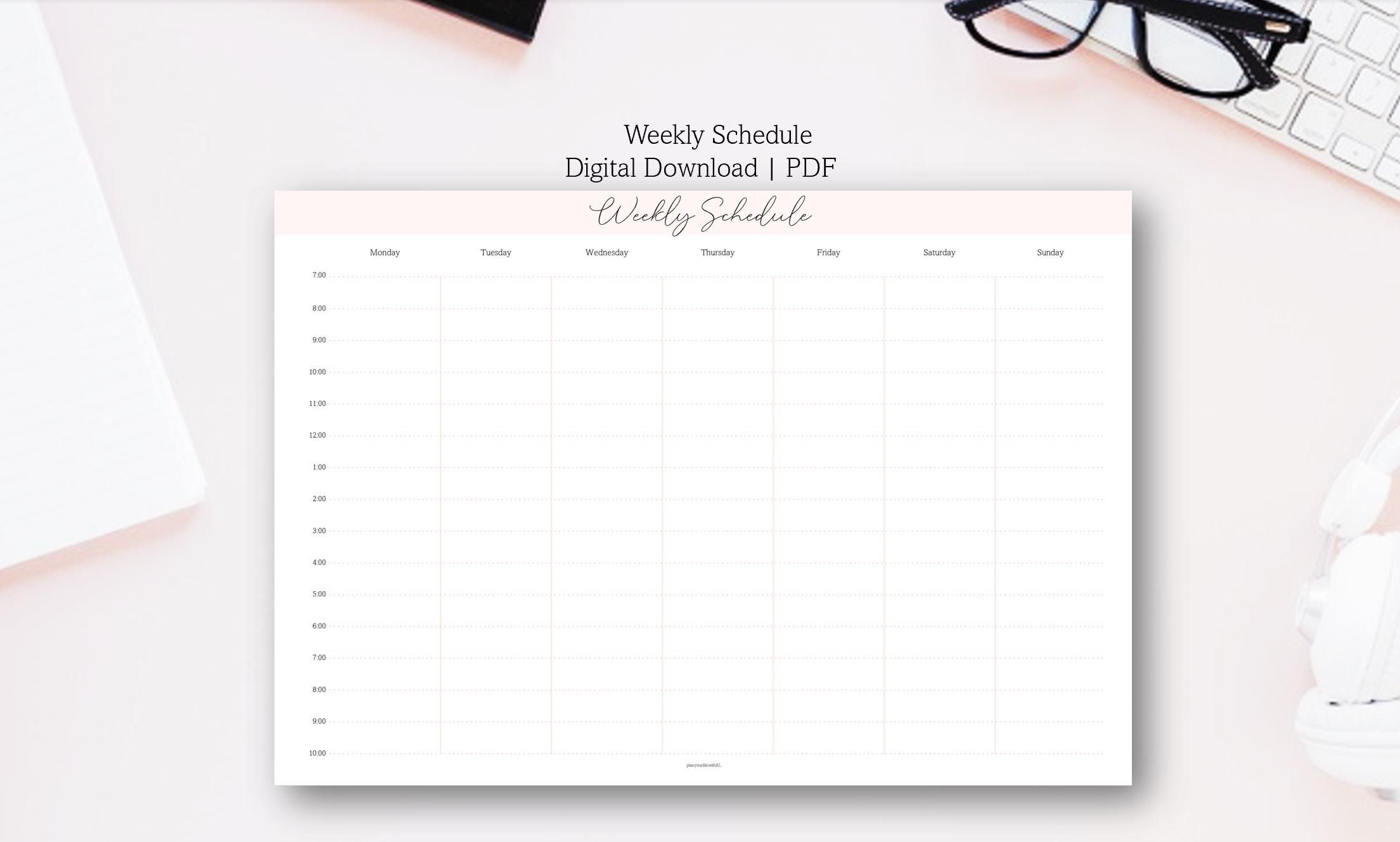Weekly Schedule Instant Digital Download PDF Printable - Etsy