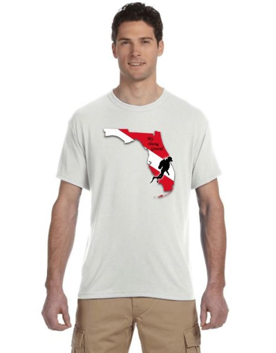 Florida With Dive Flag Diving Sublimated T-shirt Jerzees - Etsy