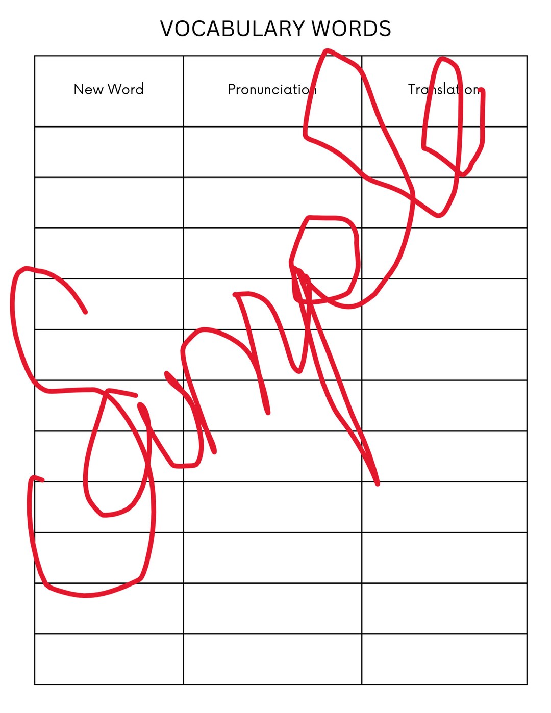 VOCABULARY WORDS WORKSHEET - Etsy