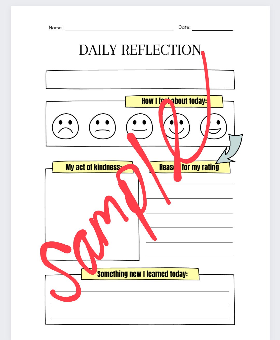Daily Mood Worksheet Printable - Etsy